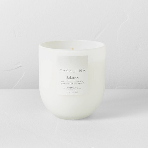 Balance Core Frosted Glass Wellness Jar Candle White 12oz - Casaluna ...
