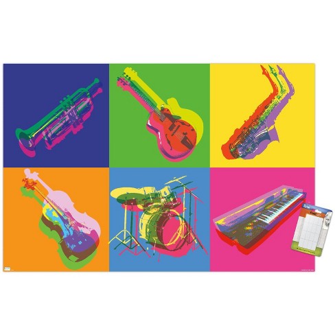 Trends International Jazz - Pop Art Instruments Unframed Wall Poster ...