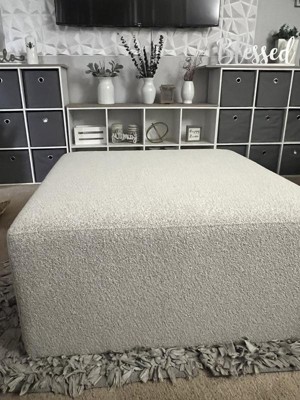 Boucle Upholstered Square Cocktail Ottoman - Oatmeal - Hearth & Hand ...