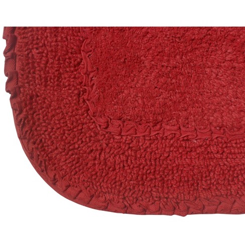 24"x40" Radiant Collection Red Cotton Ruffle Pattern Tufted Bath Rug ...