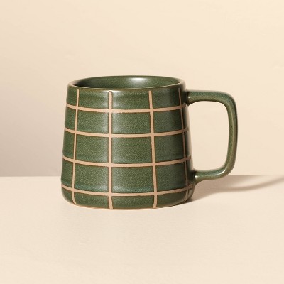 16oz Stoneware Checkerboard Mug Green - Room Essentials™ : Target