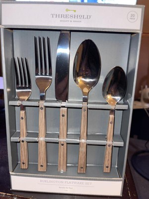 20pc Stainless Steel Burlington Silverware Set Cream - Threshold ...