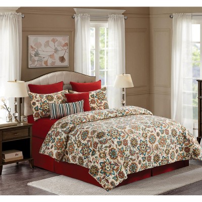 C&f Home Colonial Williamsburg Pembroke Red Floral Full/queen 3 Piece ...