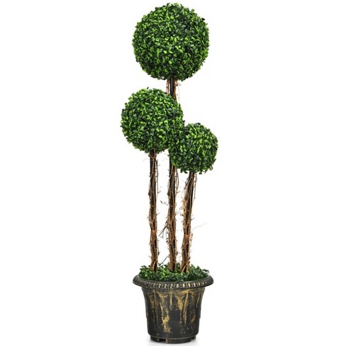 Costway 4ft Artificial Topiary Triple Ball Tree Plant Outdoor Indoor Uv ...