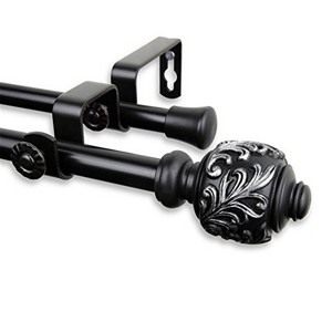 HomeStock Tilly 5/8 Inch Adjustable Double Curtain Rod with Extendable ...
