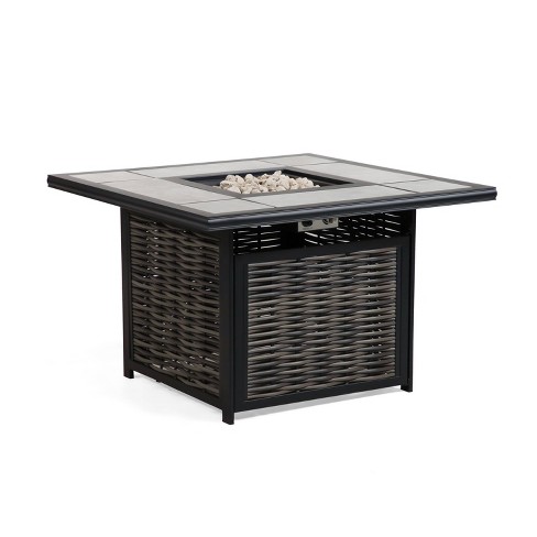 Greemotion 40" Segovia Outdoor Tile Top Fire Pit Table Gray ...