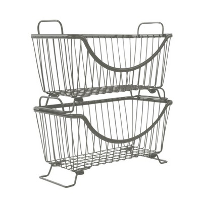 Spectrum Diversified Ashley Stacking Basket Tray Brown: Metal Utility ...