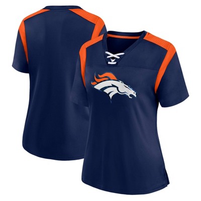 Nfl Denver Broncos Women's Short Sleeve Lace Up V-neck Fashion Jersey ...