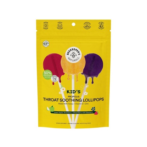 Beekeepers Naturals Kids' Propolis Immune Support Lollipops - 15ct : Target