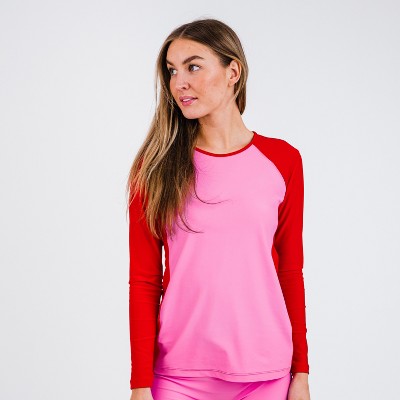 Raglan Color Block Rash Guard - Blush Maraschino - Small : Target