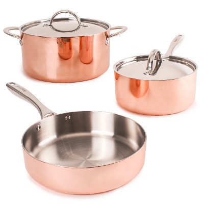 BergHOFF Vintage Collection Copper Tri-Ply Cookware Set, Polished ...