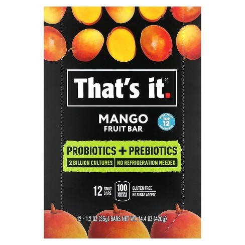 That's It Probiotics + Prebiotics Fruit Bar, Mango, 12 Bars, 1.2 Oz (35 ...
