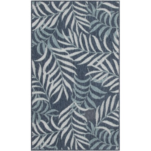 Nourison Garden Oasis Tropical Outdoor Rug Navy 3' X 5' : Target