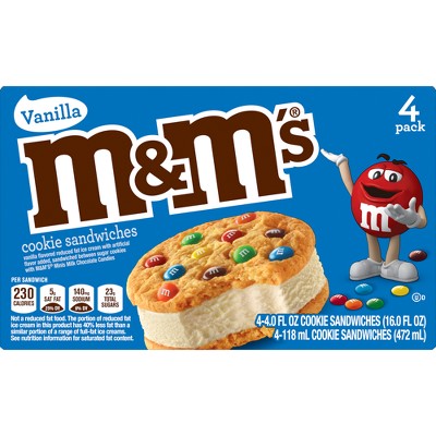 M&m's Vanilla Ice Cream Cookie Sandwich - 4ct : Target