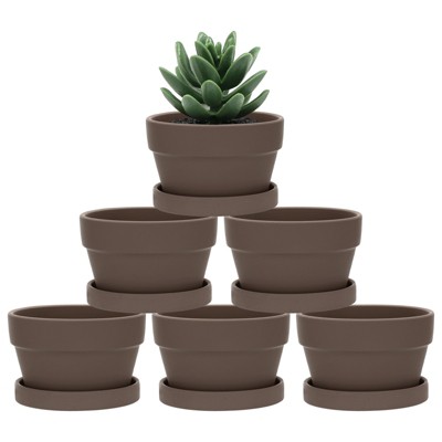 Unique Bargains Ceramic Terracotta Breathable Lightweight Garden Pots 6 ...