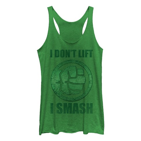 Women's Marvel Hulk Smash Racerback Tank Top : Target