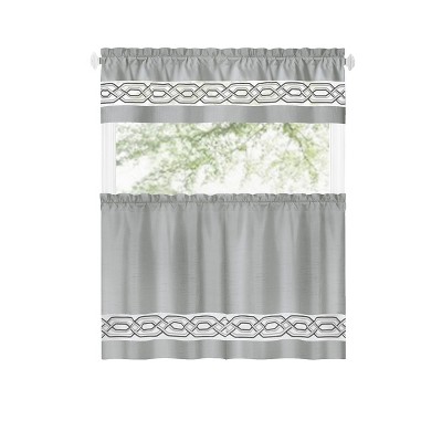 Kate Aurora Pacifico Complete 3 Piece Rod Pocket Embroidered Tier ...