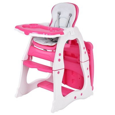 Children Of Design Adjustable 6-in-1 Classic Wooden High Chair - Pink ...
