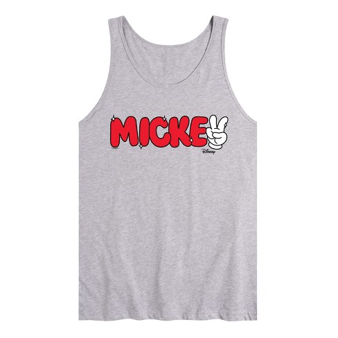 Men's - Disney - Mickey Red Hand Peace Sign Graphic Tank Top : Target