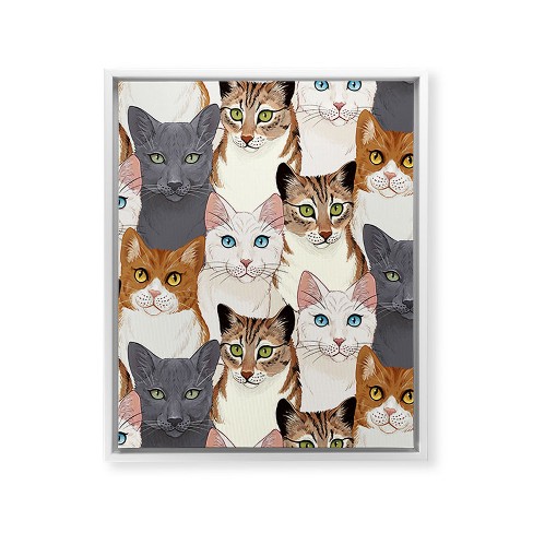 Avenie Cat Portraits 16" X 20" White Framed Art Canvas - Society6 : Target