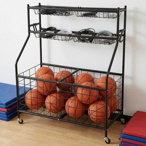 Ball Storage Cart with Wheels, Sports Equipment Organizer Rolling Ball ...