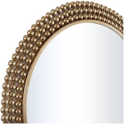 Metal Round Wall Mirror With Beaded Detailing - Cosmoliving By ...