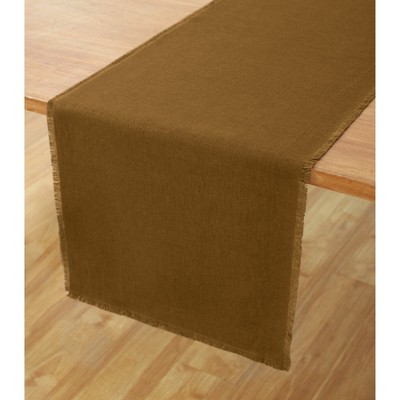Solino Home Linen Fringe Table Runner Toffee 14 x 120 Inches : Target