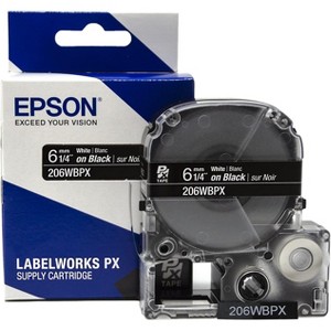 Epson LABELWORKS 206BRPX - White on Black Label Maker Tape - 1/4" (6MM ...