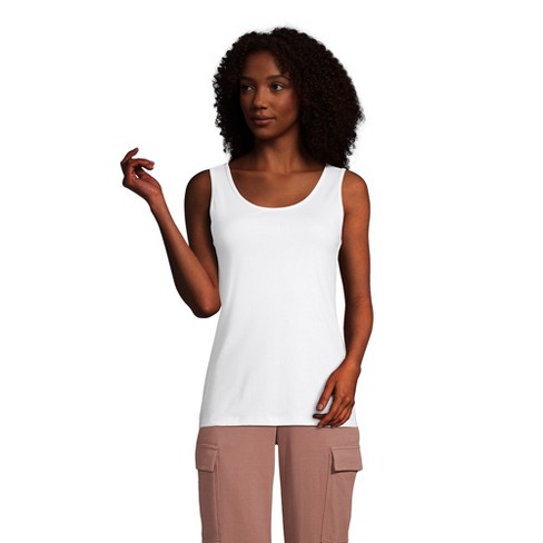 Lands' End Women's Cotton Tank Top - Large - White : Target