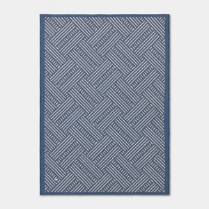 5'x7' Oversized Basket Weave Woven Outdoor Patio Area Rug Blue ...