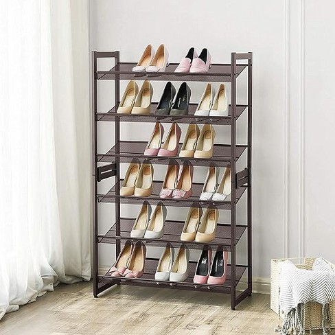 Songmics 6-tier Shoe Rack Storage, Metal Shoe Organizer Stand Stackable ...