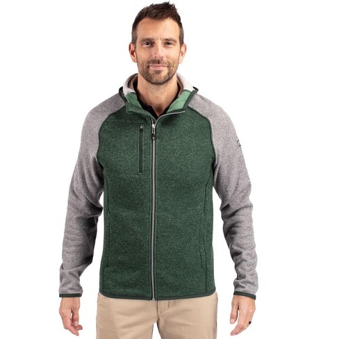 Cutter & Buck Mainsail Full Zip Hooded Mens Jacket - Hunter Heather ...