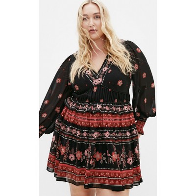City Chic | Women's Plus Size Hudson Mini Dress - Black - 20w : Target