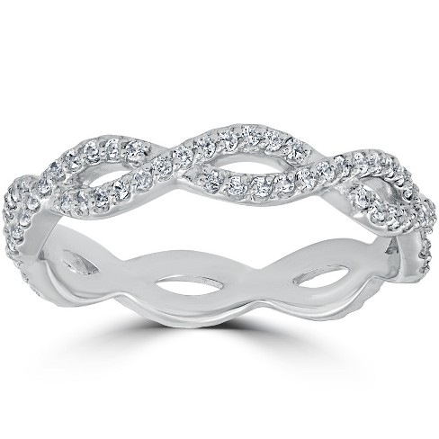 Pompeii3 3/8 Cttw Diamond Infinity Eternity Wedding Ring Stackable Band 14k White Gold - Size 4. ...