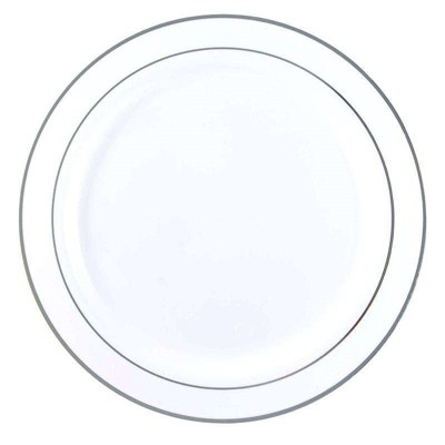 Smarty Had A Party 6" White With Silver Edge Rim Plastic Pastry Plates ...