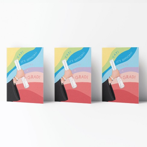 Graduation Greeting Card Pack Sets (3 Ct) It's Official Rainbow Grad By ...