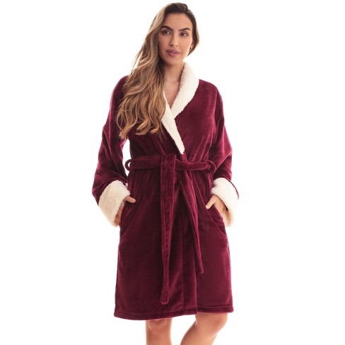 Just Love Womens Plush Solid Robe | Ladies Bathrobe 6947-wine-s : Target