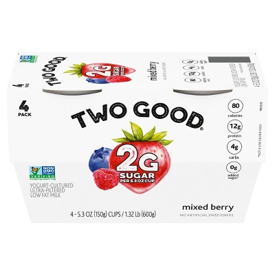 Two Good Low Fat Lower Sugar Mixed Berry Greek Yogurt - 4ct/5.3oz Cups ...