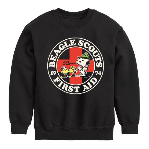 Peanuts Beagle Scouts First Aid Graphic Long Sleeve Fleece Sweatshirt ...
