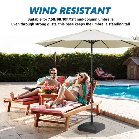125lb Capacity Fillable Mobile Patio Umbrella Base Heavy Duty Square Market Stand for Outdoor with 4 Wheels