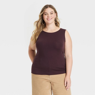Women's Fitted Tank Top - Universal Thread™ Dark Brown 4x : Target