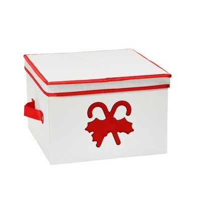 Household Essentials Medium Holiday Storage Box Red: Canvas Decorative ...