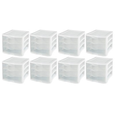 Sterilite 16 Qt Clear Stacking Storage Drawer Container (6 Pack) + 6 Qt ...