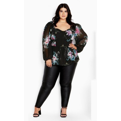 Women's Plus Size Ottilie Top - Black | City Chic : Target