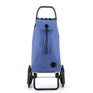 Rolser I-Max Tweed 6 Wheel Stair Climber Foldable Shopping Cart Blue ...