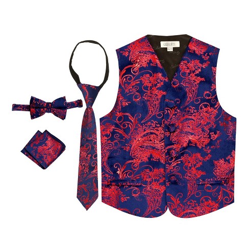 Gioberti Kids And Boys 4pc Paisley Vest Set, Royal Red, Size 8 : Target