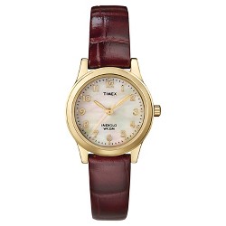 Women's Timex Easy Reader Watch With Leather Strap- Gold/brown T2j7619j ...