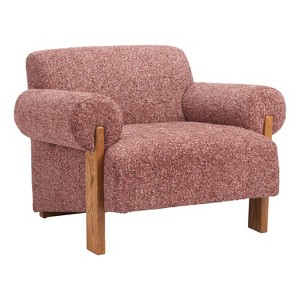 HomeStock 28.9 in H Copper Finish Square Wood Frame Straight Armchair ...