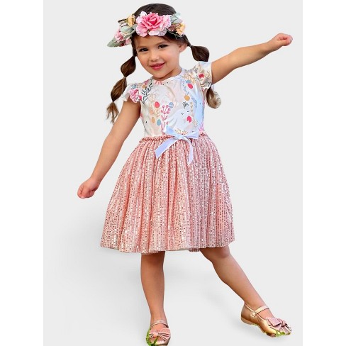 Dazzling Frolic Sequin Tutu Dress Mia Belle Girls, Peach, 5y : Target