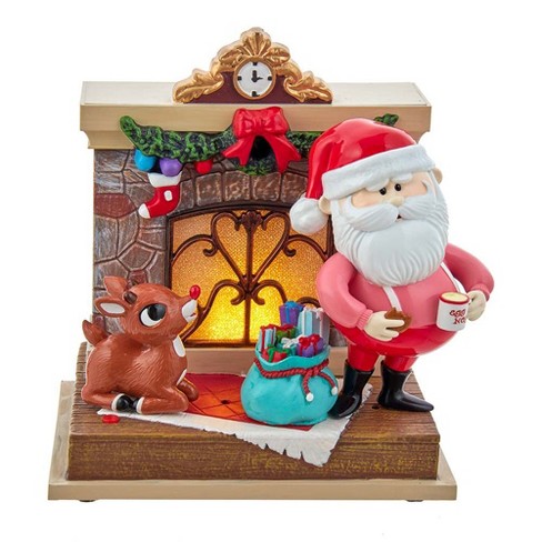Kurt Adler 7-inch Battery-operated Rudolph And Santa Fireplace Table ...